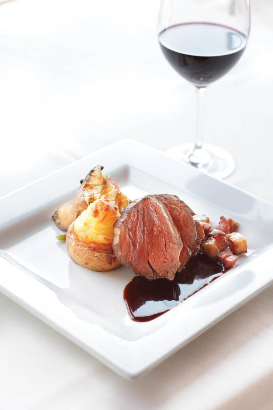 Garlic Crusted Filet Mignon With Stuffed Yukon Gold Potatoes & Red Wine ...